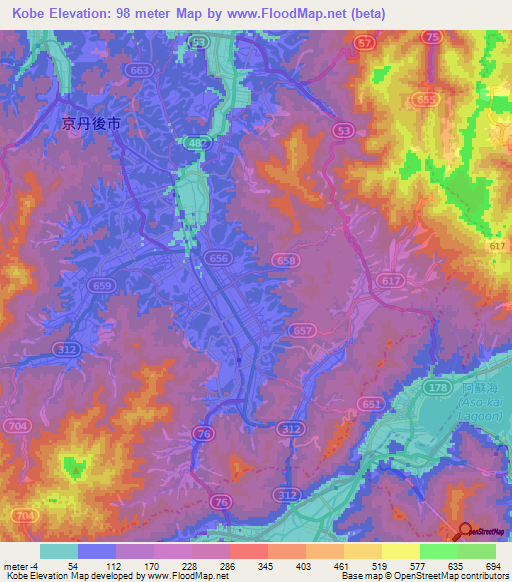 Elevation of Kobe,Japan Elevation Map, Topography, Contour