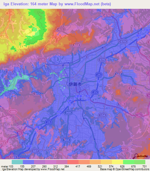 Elevation of Iga,Japan Elevation Map, Topography, Contour