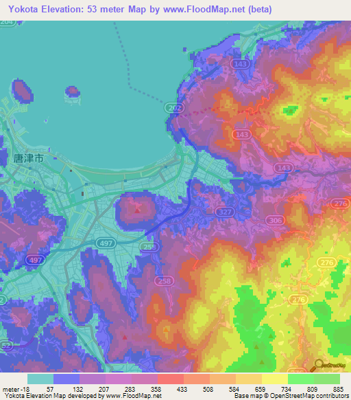 Elevation of Yokota,Japan Elevation Map, Topography, Contour