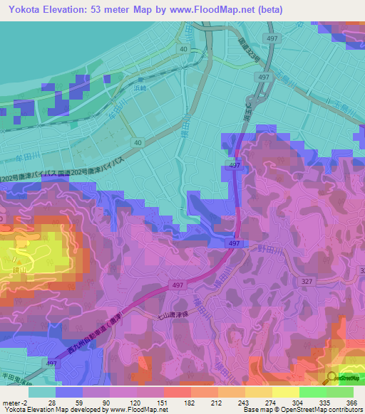 Elevation of Yokota,Japan Elevation Map, Topography, Contour
