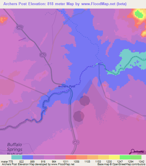 Elevation of Archers Post,Kenya Elevation Map, Topography, Contour