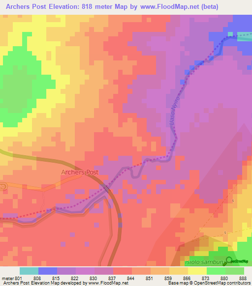 Elevation of Archers Post,Kenya Elevation Map, Topography, Contour