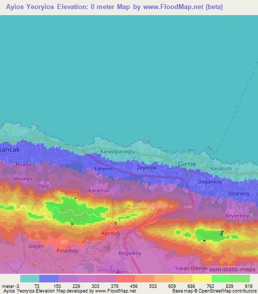 Elevation of Ayios Yeoryios,Cyprus Elevation Map, Topography, Contour