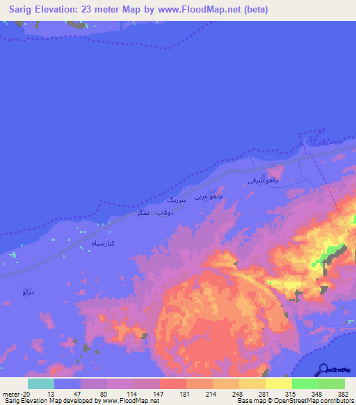 Elevation of Sarig,Iran Elevation Map, Topography, Contour