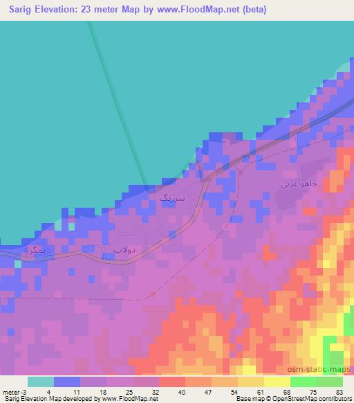 Elevation of Sarig,Iran Elevation Map, Topography, Contour