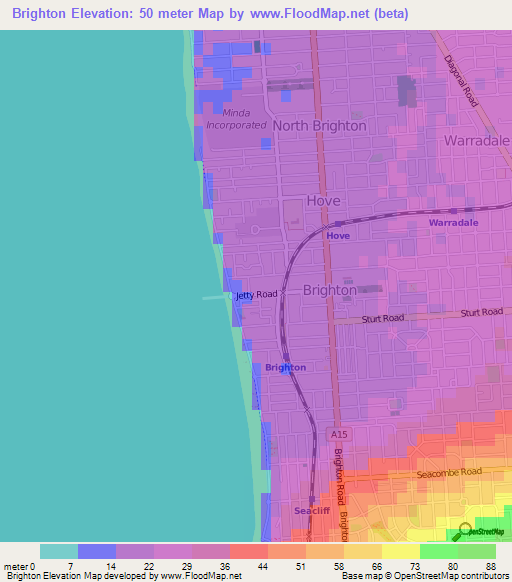 Elevation of Brighton,Australia Elevation Map, Topography, Contour