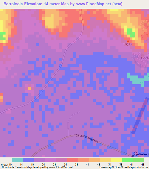 Elevation of Borroloola,Australia Elevation Map, Topography, Contour