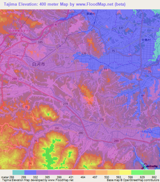 Elevation of Tajima,Japan Elevation Map, Topography, Contour