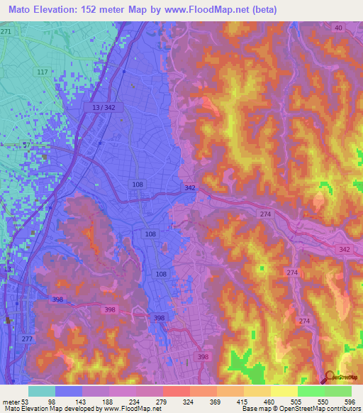 Elevation of Mato,Japan Elevation Map, Topography, Contour