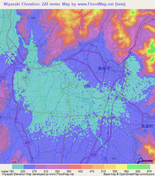 Elevation of Miyazaki,Japan Elevation Map, Topography, Contour