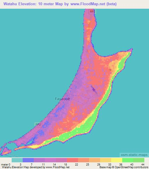 Elevation of Watahu,New Caledonia Elevation Map, Topography, Contour