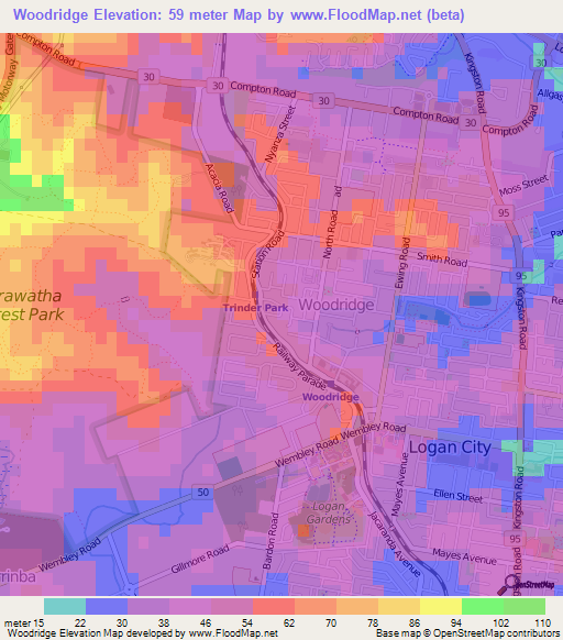 Elevation of Woodridge,Australia Elevation Map, Topography, Contour