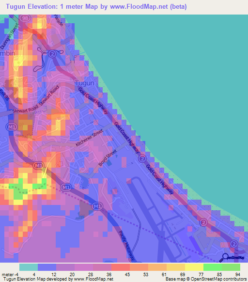 Elevation of Tugun,Australia Elevation Map, Topography, Contour