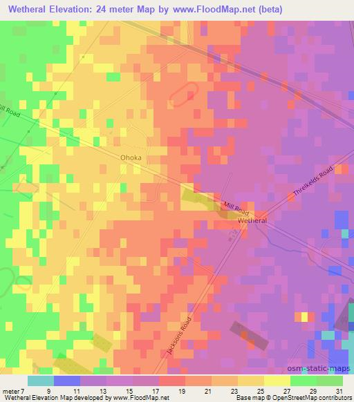 Elevation of Wetheral,New Zealand Elevation Map, Topography, Contour