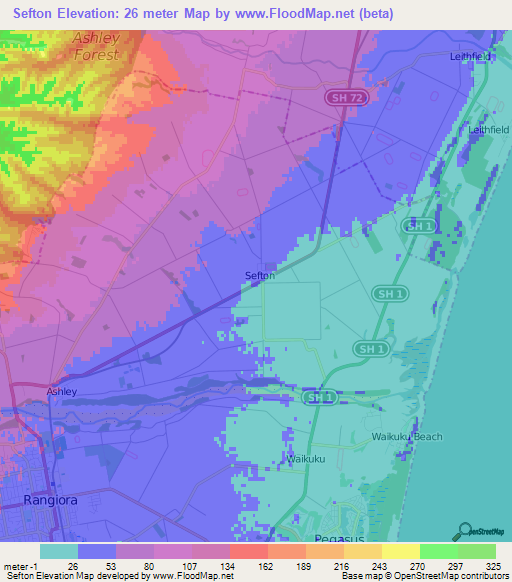 Elevation of Sefton,New Zealand Elevation Map, Topography, Contour
