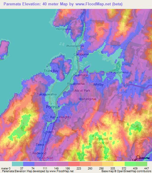 Elevation of Paremata,New Zealand Elevation Map, Topography, Contour