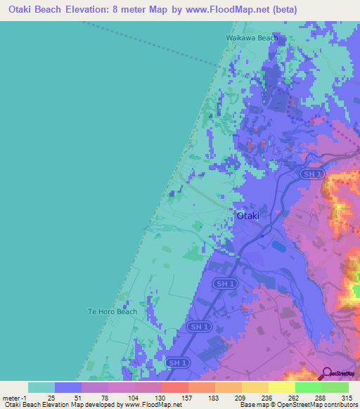 Elevation of Otaki Beach,New Zealand Elevation Map, Topography, Contour
