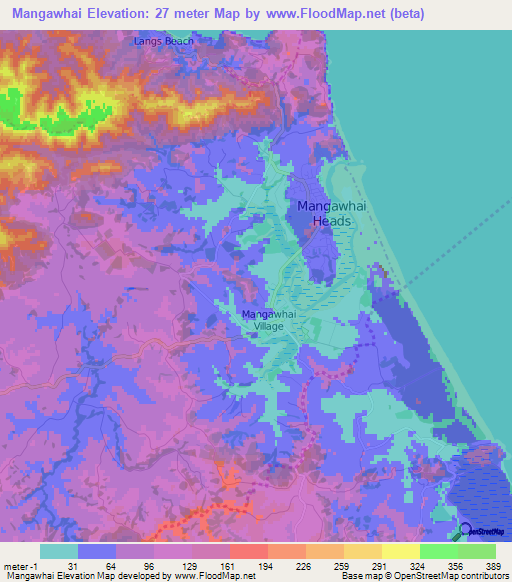 Elevation of Mangawhai,New Zealand Elevation Map, Topography, Contour