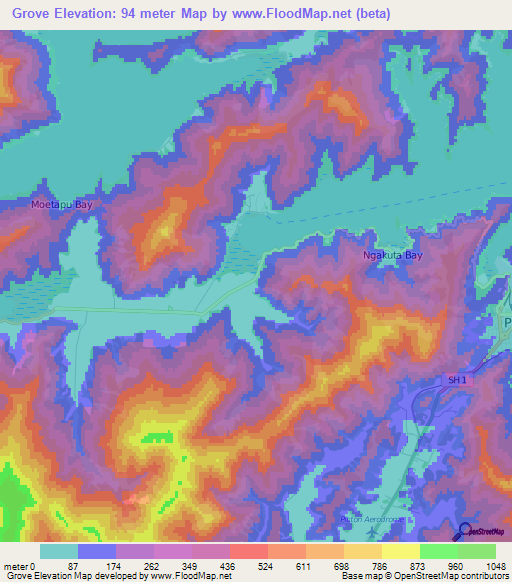 Elevation of Grove,New Zealand Elevation Map, Topography, Contour