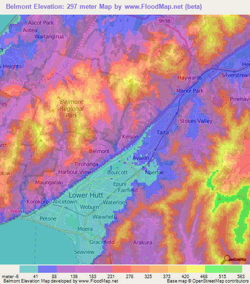Elevation of Belmont,New Zealand Elevation Map, Topography, Contour