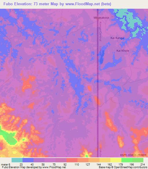 Elevation of Fubo,Angola Elevation Map, Topography, Contour