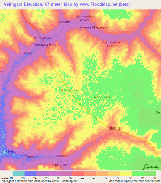 Elevation of Velingara,Senegal Elevation Map, Topography, Contour