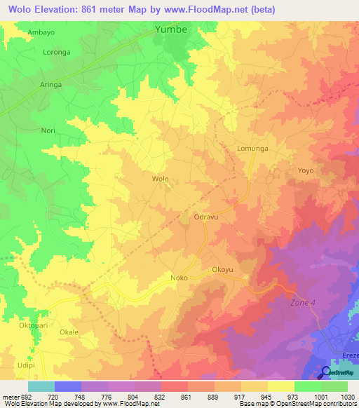 Elevation of Wolo,Uganda Elevation Map, Topography, Contour
