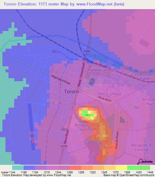 Elevation of Tororo,Uganda Elevation Map, Topography, Contour