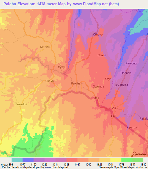 Elevation of Paidha,Uganda Elevation Map, Topography, Contour