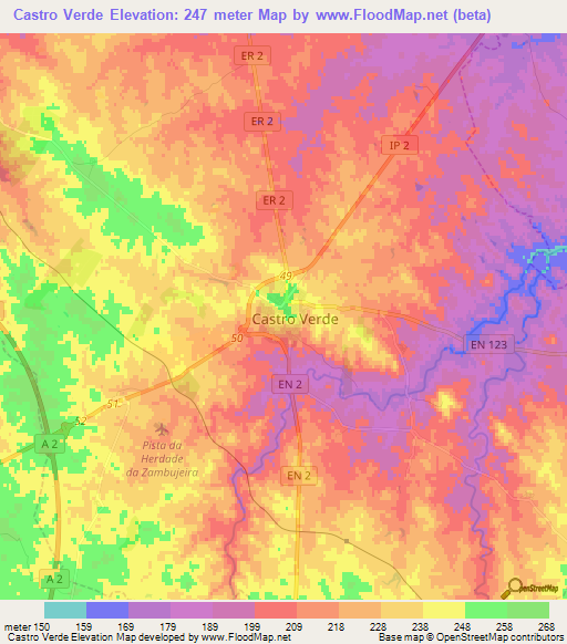 Elevation of Castro Verde,Portugal Elevation Map, Topography, Contour