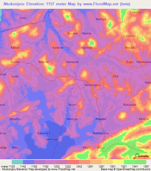 Elevation of Nkokonjeru,Uganda Elevation Map, Topography, Contour