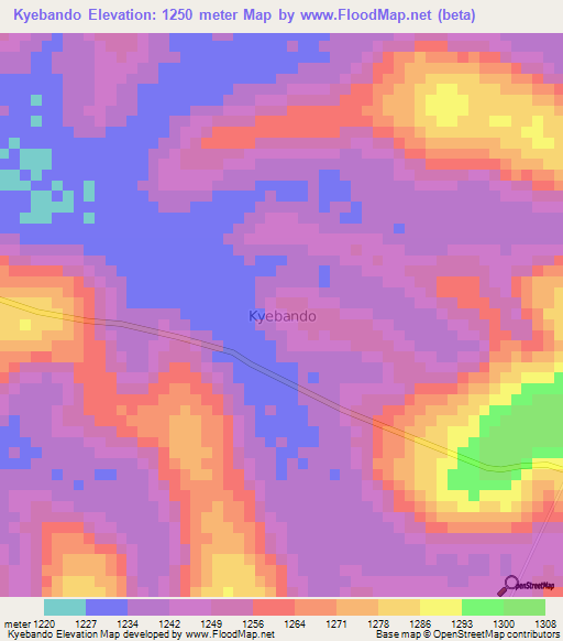 Elevation of Kyebando,Uganda Elevation Map, Topography, Contour