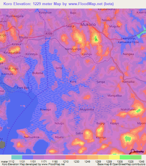 Elevation of Koro,Uganda Elevation Map, Topography, Contour