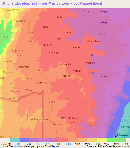 Elevation of Kituna,Uganda Elevation Map, Topography, Contour
