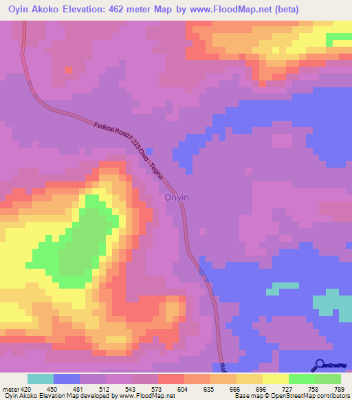 Elevation of Oyin Akoko,Nigeria Elevation Map, Topography, Contour