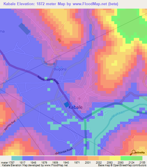 Elevation of Kabale,Uganda Elevation Map, Topography, Contour