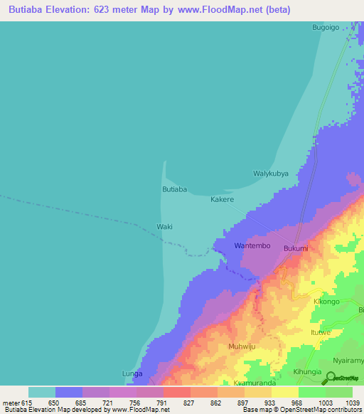 Elevation of Butiaba,Uganda Elevation Map, Topography, Contour