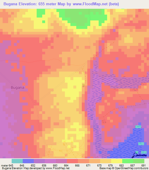 Elevation of Bugana,Uganda Elevation Map, Topography, Contour