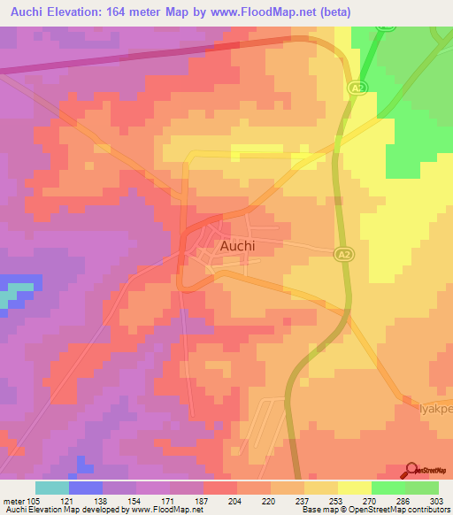 Elevation of Auchi,Nigeria Elevation Map, Topography, Contour