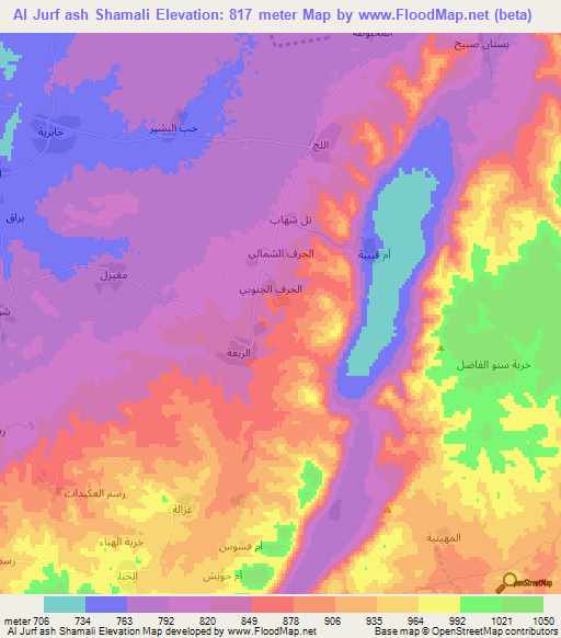 Elevation of Al Jurf ash Shamali,Syria Elevation Map, Topography, Contour