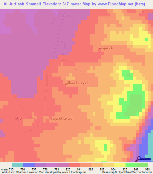 Elevation of Al Jurf ash Shamali,Syria Elevation Map, Topography, Contour
