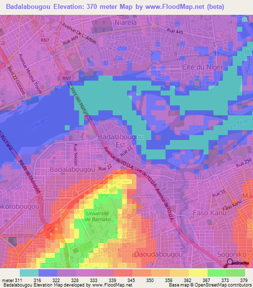 Elevation of Badalabougou,Mali Elevation Map, Topography, Contour