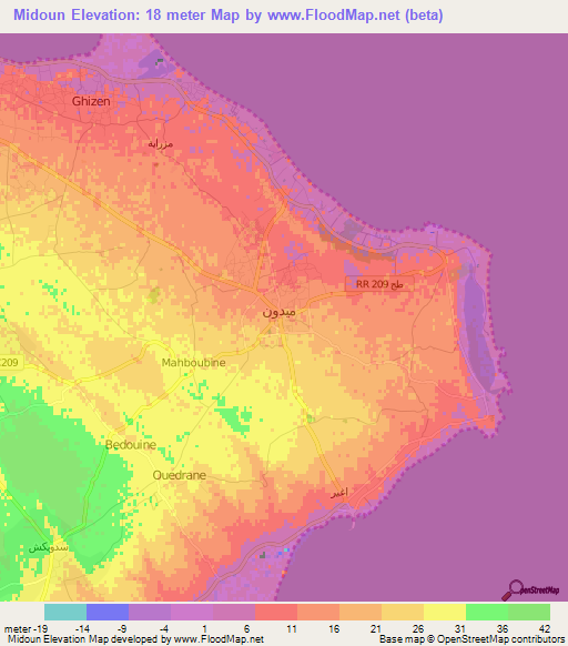 Elevation of Midoun,Tunisia Elevation Map, Topography, Contour