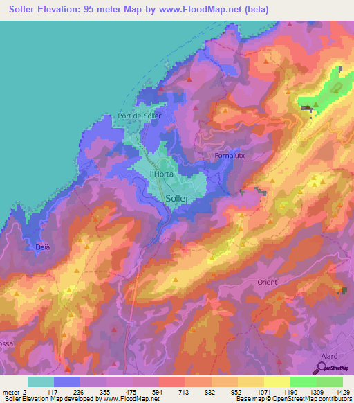 Elevation of Soller,Spain Elevation Map, Topography, Contour