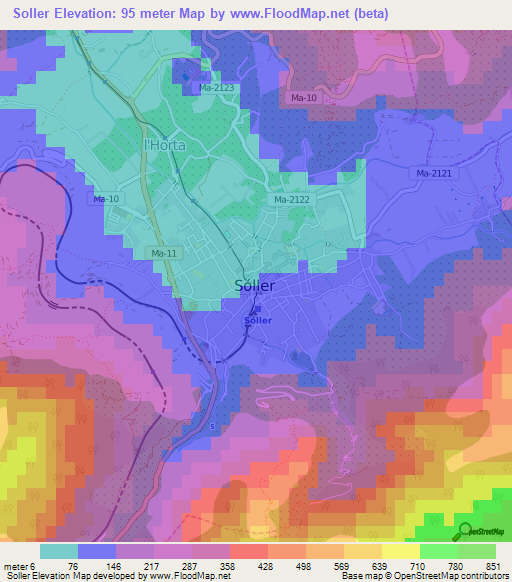 Elevation of Soller,Spain Elevation Map, Topography, Contour