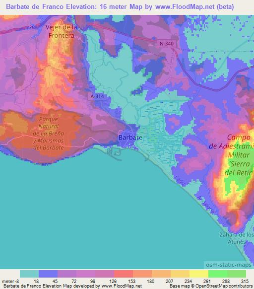 Elevation of Barbate de Franco,Spain Elevation Map, Topography, Contour