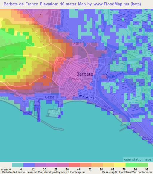 Elevation of Barbate de Franco,Spain Elevation Map, Topography, Contour