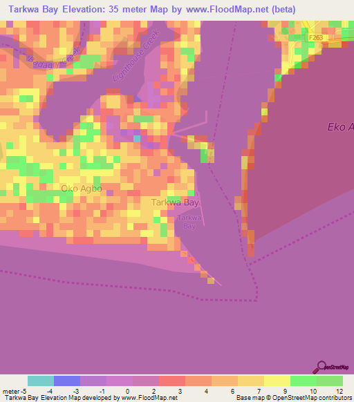 Elevation of Tarkwa Bay,Nigeria Elevation Map, Topography, Contour