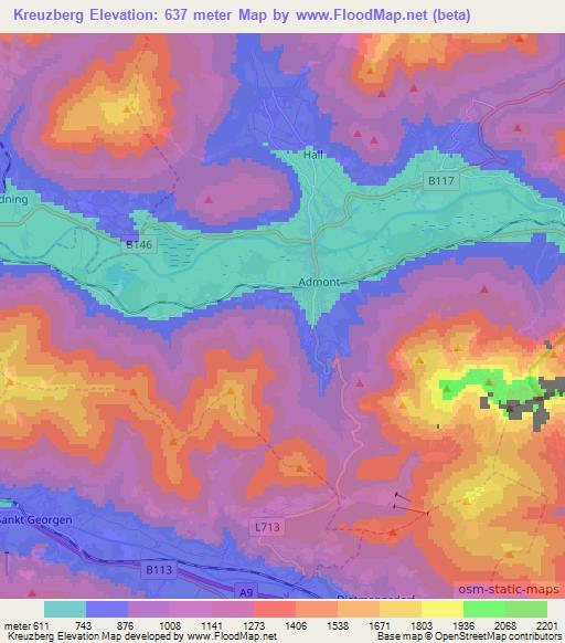 Elevation of Kreuzberg,Austria Elevation Map, Topography, Contour
