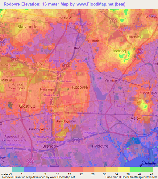 Elevation of Rodovre,Denmark Elevation Map, Topography, Contour